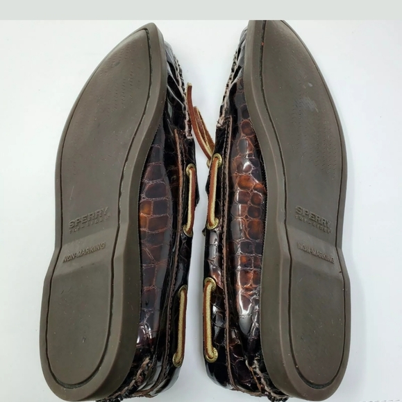 Sperry | Shoes | Sperry Top Sider Patent Leather Brown Croc Loafer ...